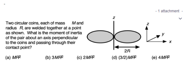 Solved - 1 attachment Two circular coins, each of mass Mand | Chegg.com