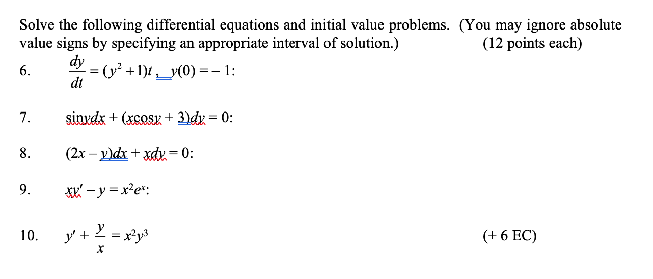 Solved DiffyQ: Please do 8-10, Write very legibly, Please | Chegg.com