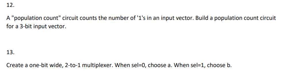 Solved 12. A "population count" circuit counts the number of | Chegg.com