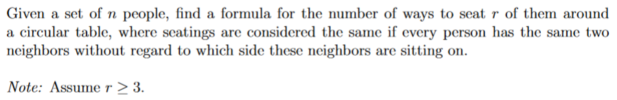 Solved Given a set of n people, find a formula for the | Chegg.com