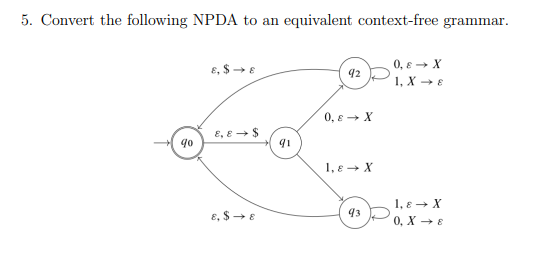 Solved 5. Convert the following NPDA to an equivalent | Chegg.com Solved 5. Convert the following NPDA to an equivalent | Chegg.com