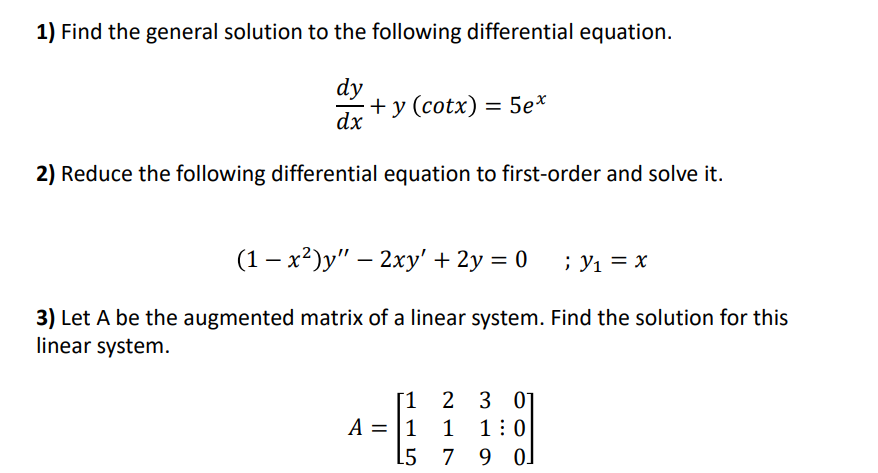 Solved 4) Solve the following linear system or indicate the | Chegg.com