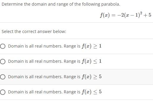 Solved Determine the domain and range of the following | Chegg.com