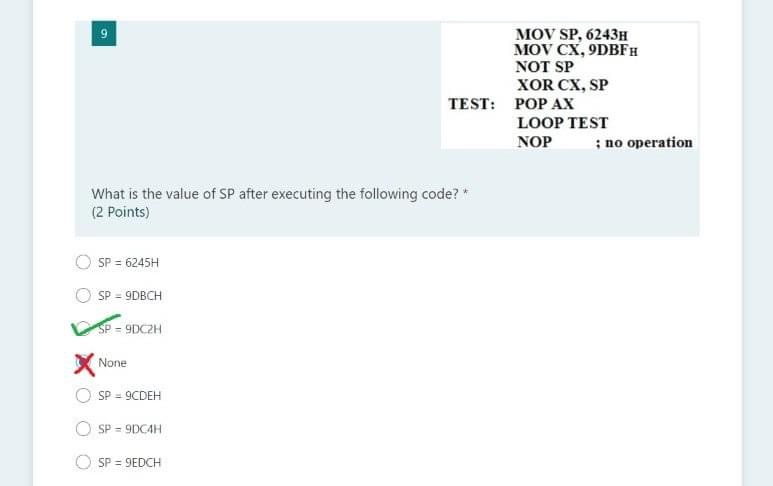 Solved What is the value of SP after executing the following | Chegg.com