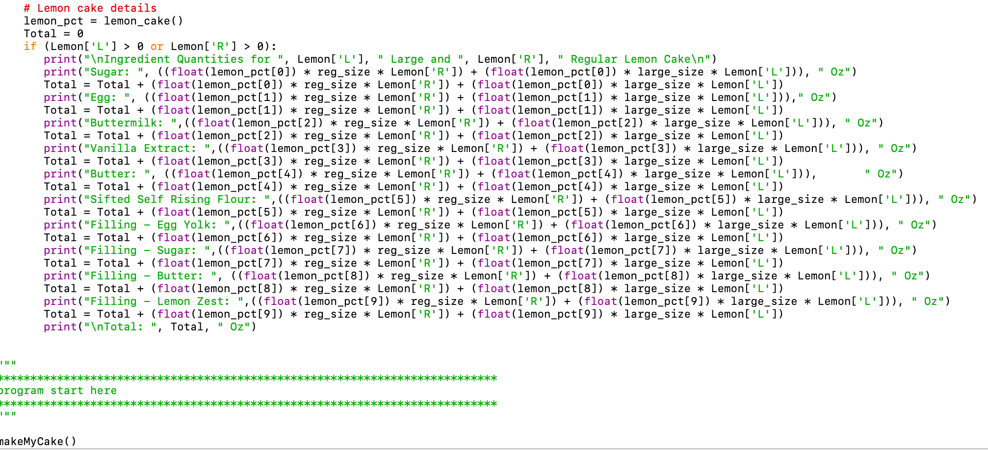 Solved Part 1 - Write the ingredients list to a file (10 | Chegg.com