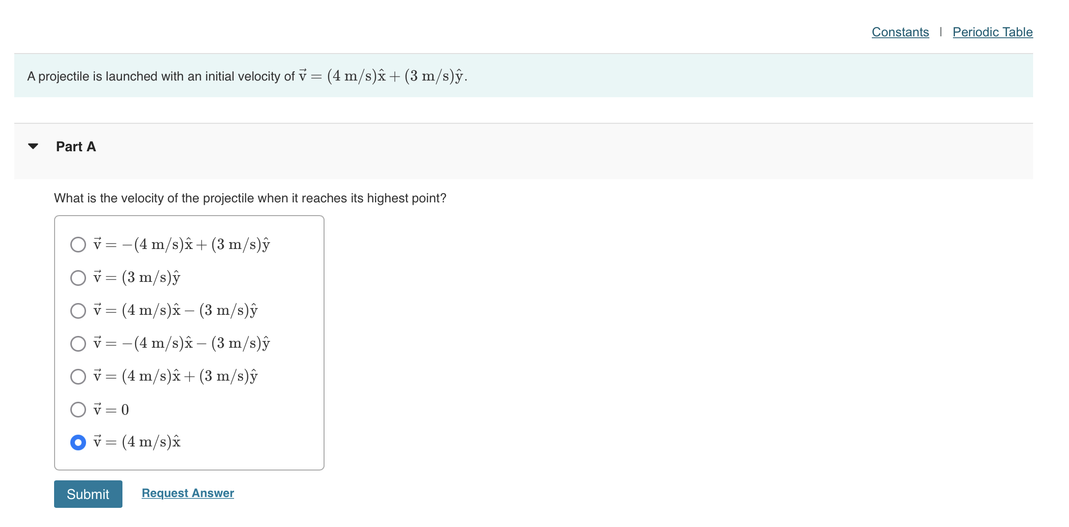 Solved Constants | Periodic Table A projectile is launched | Chegg.com