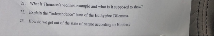 Solved 21. 22. 23. What is Thomson's violinist example and | Chegg.com