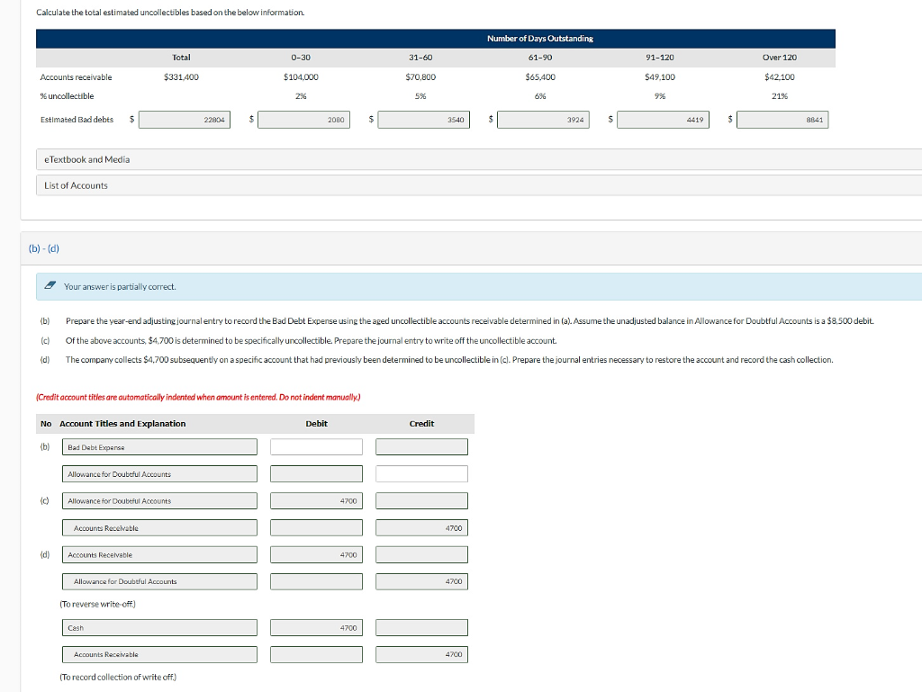 Solved Calculate the total estimated uncollectibles based on | Chegg.com