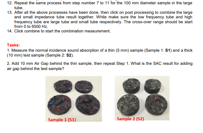 (Lab Prac): Sound absorption measurement using the | Chegg.com