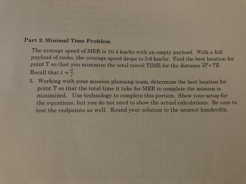 6. What is the minimum time for this mission? 7. Show | Chegg.com