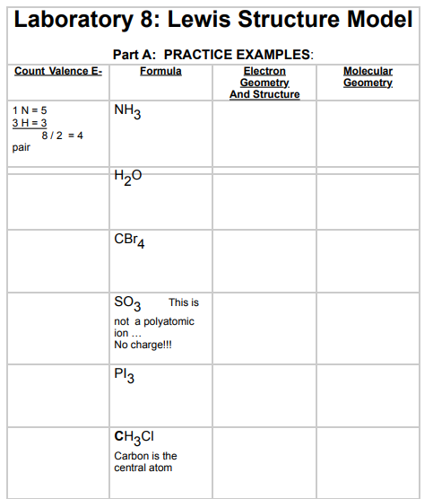 Solved Laboratory 8: Lewis Structure | Chegg.com
