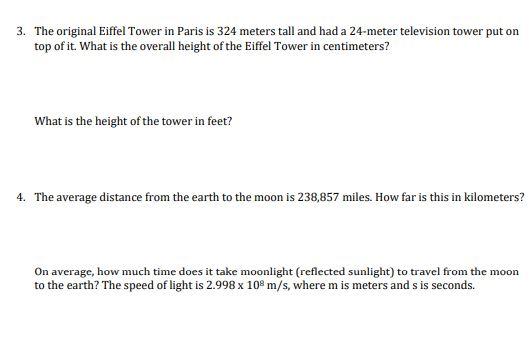 Solved 3. The original Eiffel Tower in Paris is 324 meters | Chegg.com