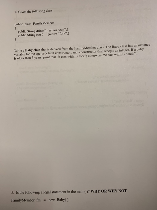 Solved 4. Given the following class. public class | Chegg.com