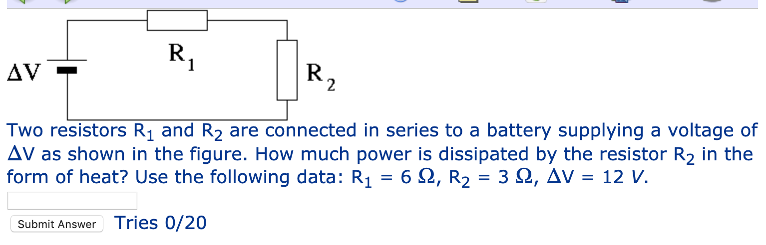 Solved AV Two resistors R1 and R2 are connected in series to | Chegg.com