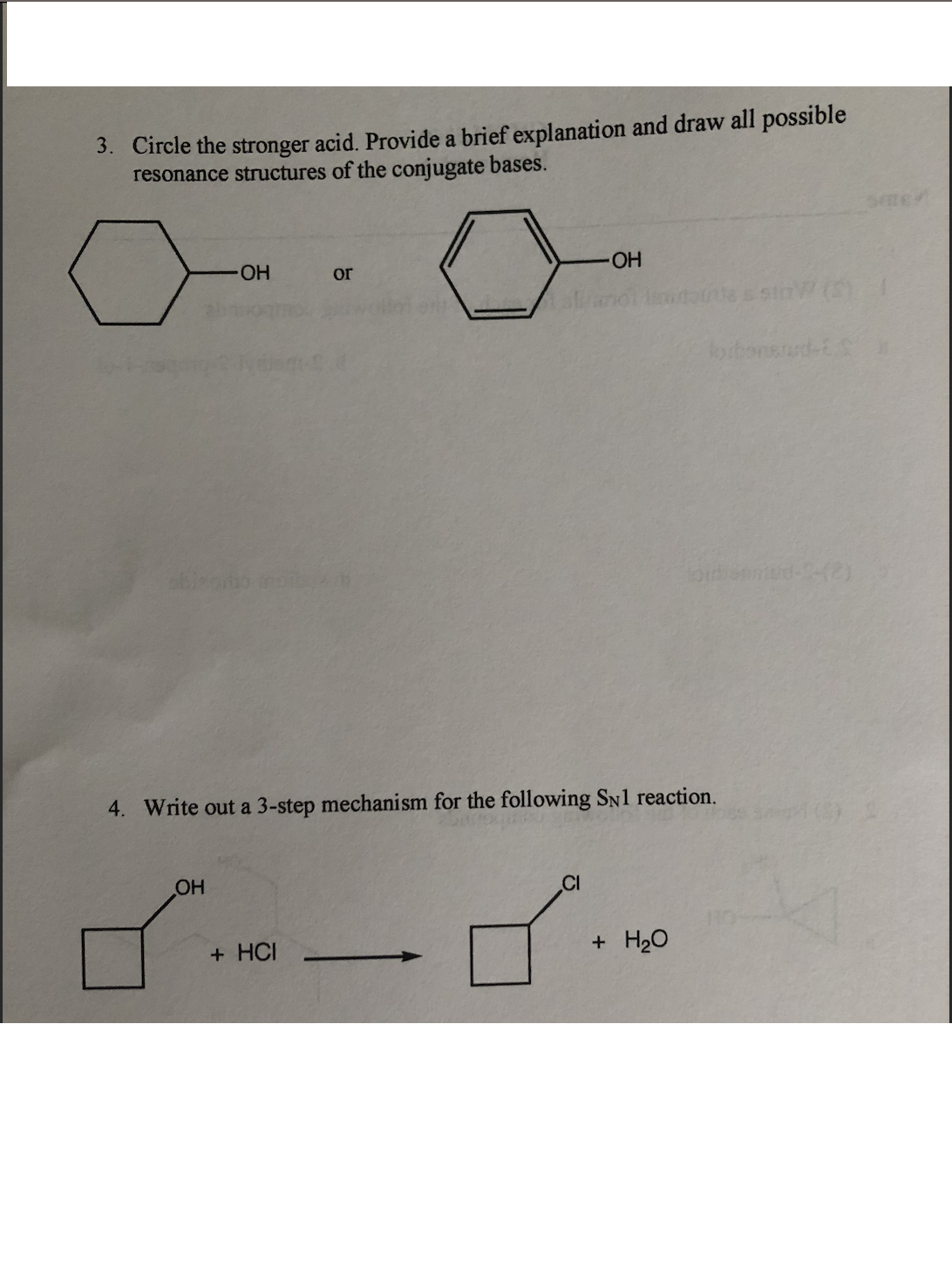 Solved 3. Circle the stronger acid. Provide a brief | Chegg.com