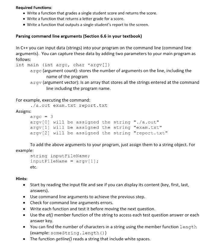 Objectives: Use strings, files, and command line | Chegg.com