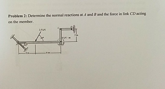 Solved Problem 2: Determine the normal reactions at 4 and B | Chegg.com