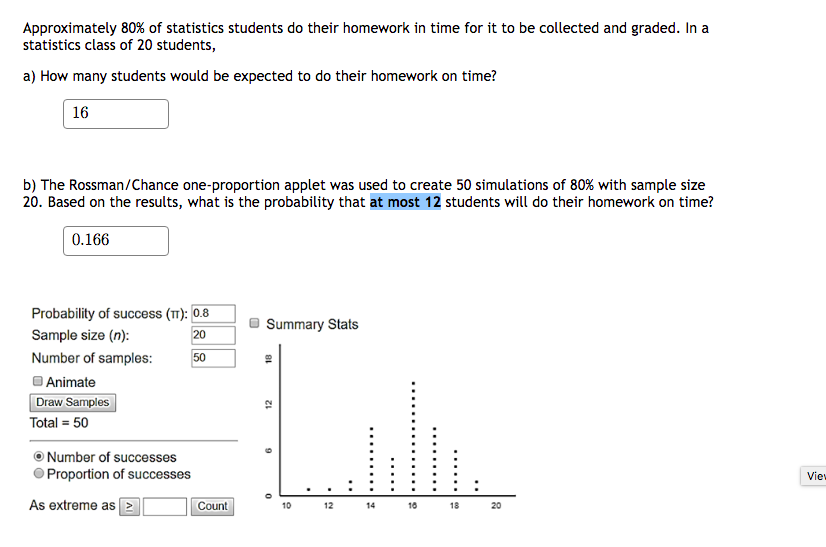 Solved Approximately 80% of statistics students do their | Chegg.com