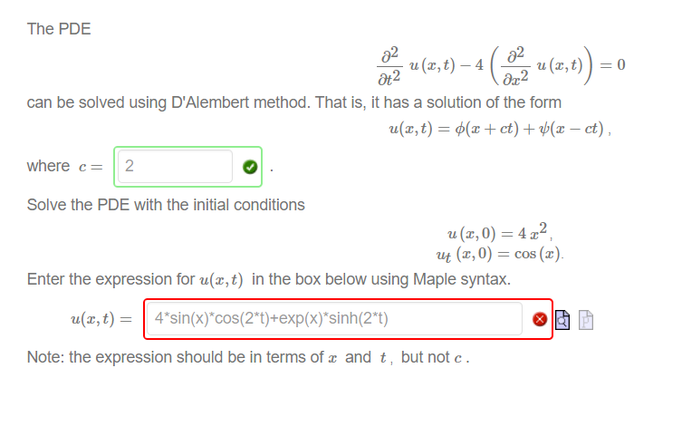 Solved The PDEdel2delt2u(x,t)-4(del2delx2u(x,t))=0can be | Chegg.com