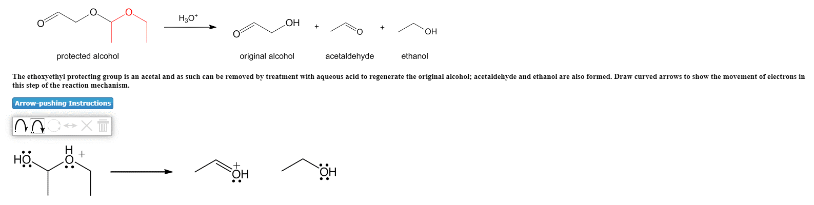 Solved H30+ OH ОН. protected alcohol original alcohol | Chegg.com