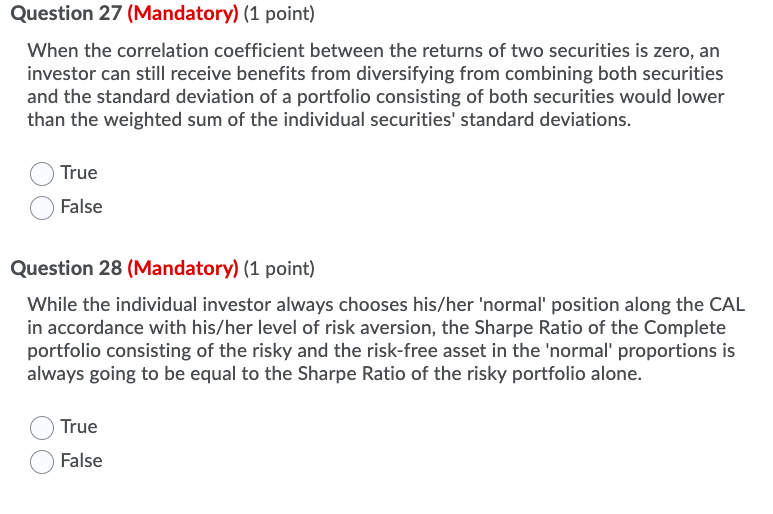 Solved Question 27 (Mandatory) (1 point) When the | Chegg.com