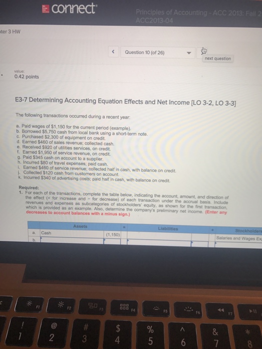 Solved Connect Nciples Of Accounting Ter 3 Hw Question 10 