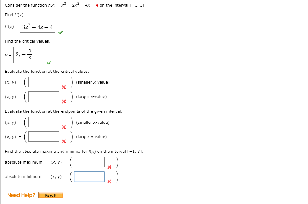 Solved Consider the function f(x) = x3 – 2x2 - 4x + 4 on the | Chegg.com