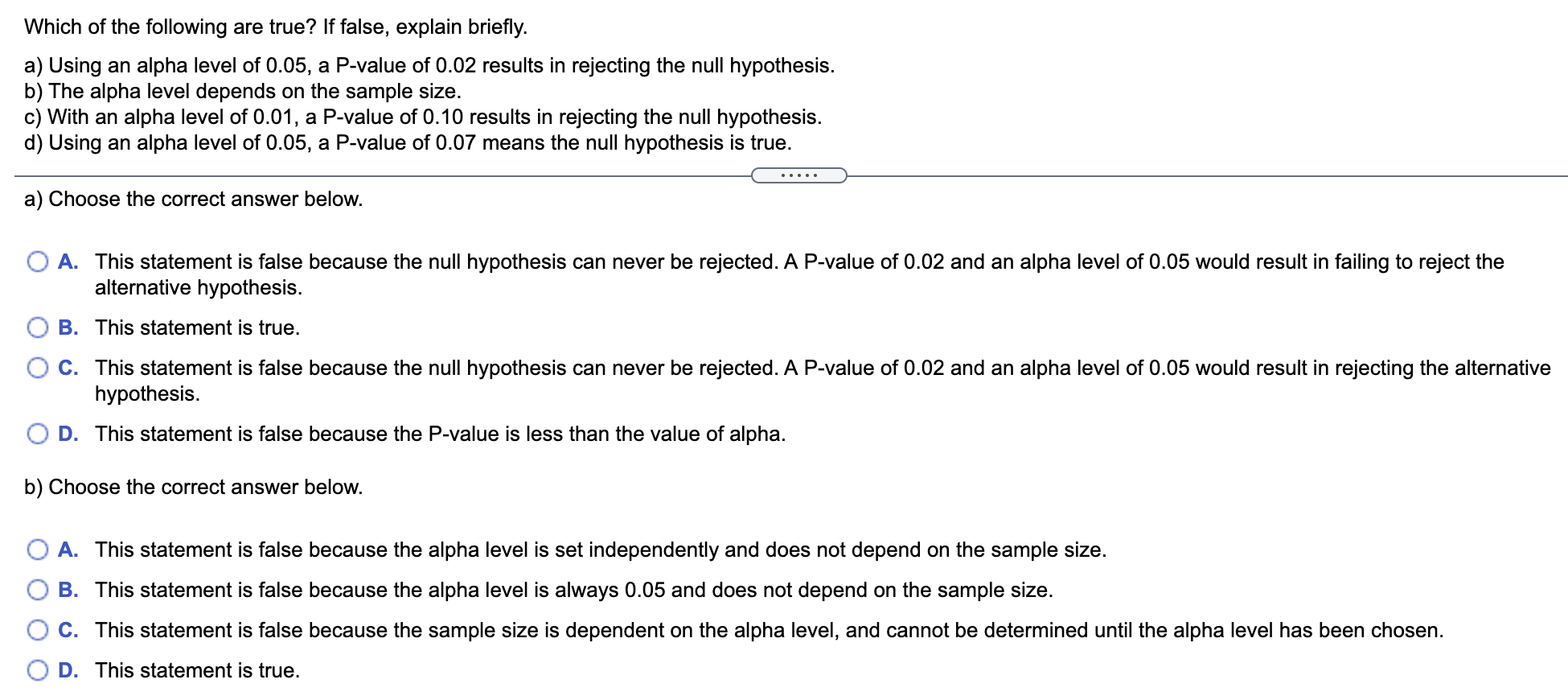 Solved Which of the following are true? If false, explain | Chegg.com