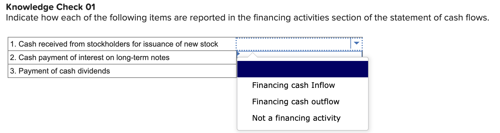 Solved Knowledge Check 01 Indicate how each of the following | Chegg.com