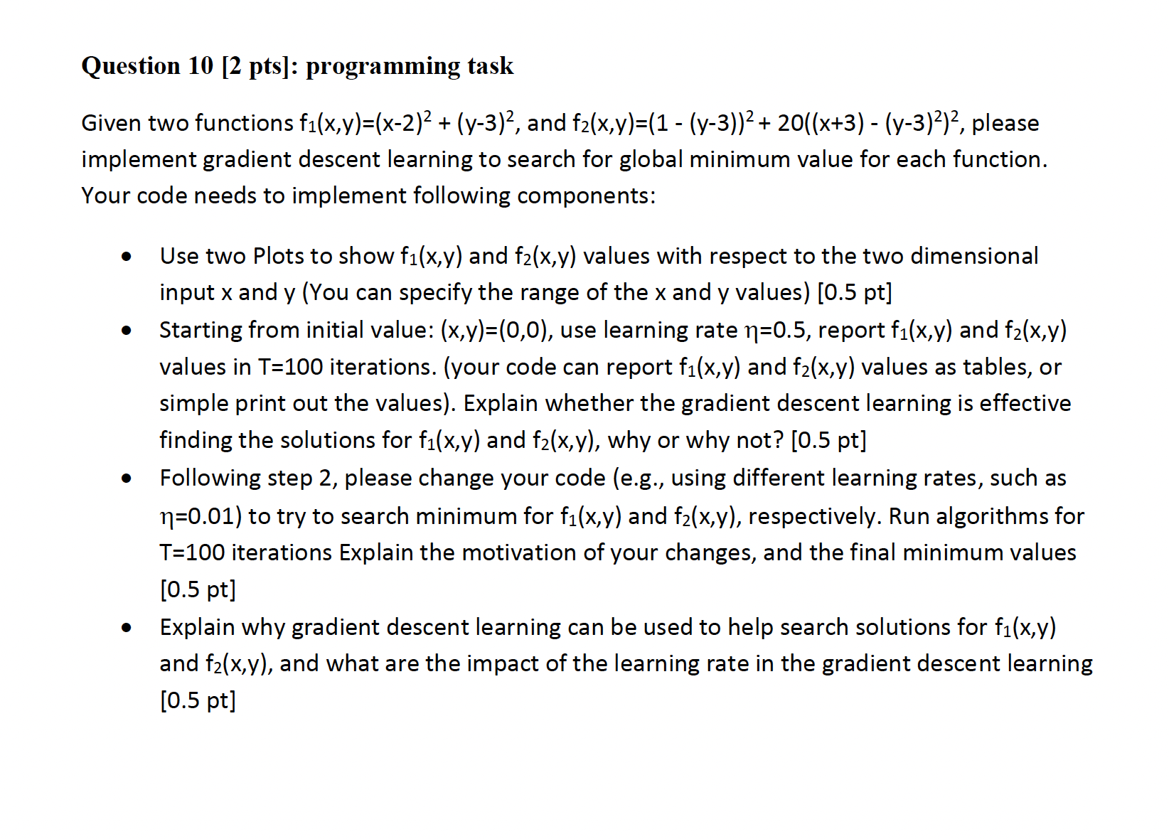 Solved Given two functions f1(x,y)=(x−2)2+(y−3)2, and | Chegg.com