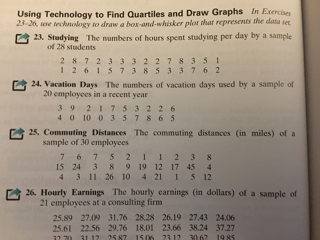 Solved Using Technology to Find Quartiles and Draw Graphs In | Chegg.com