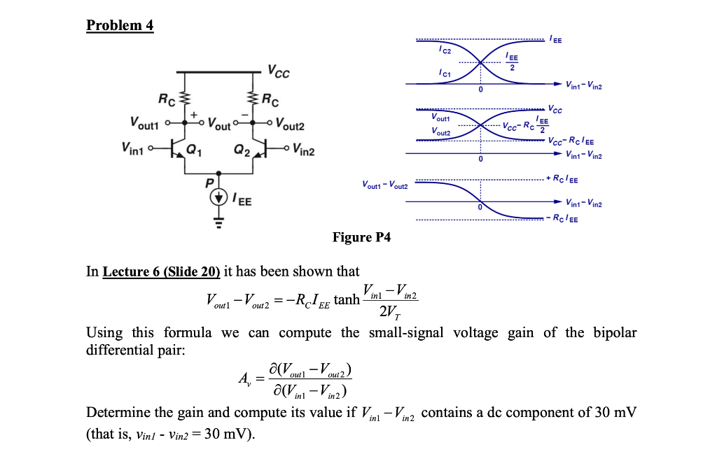 Solved Problem 4 EE Ic2 le Vcc 161 0 Vint-Vin2 ZRC Vcc Rc² | Chegg.com