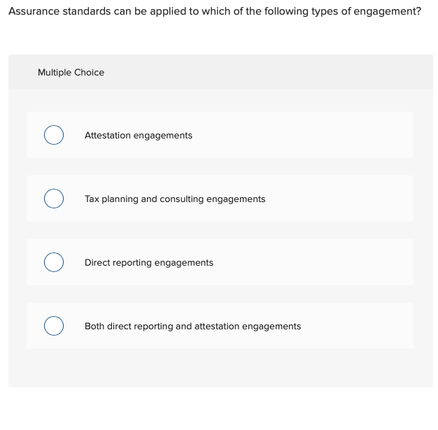 Solved Assurance standards can be applied to which of the | Chegg.com