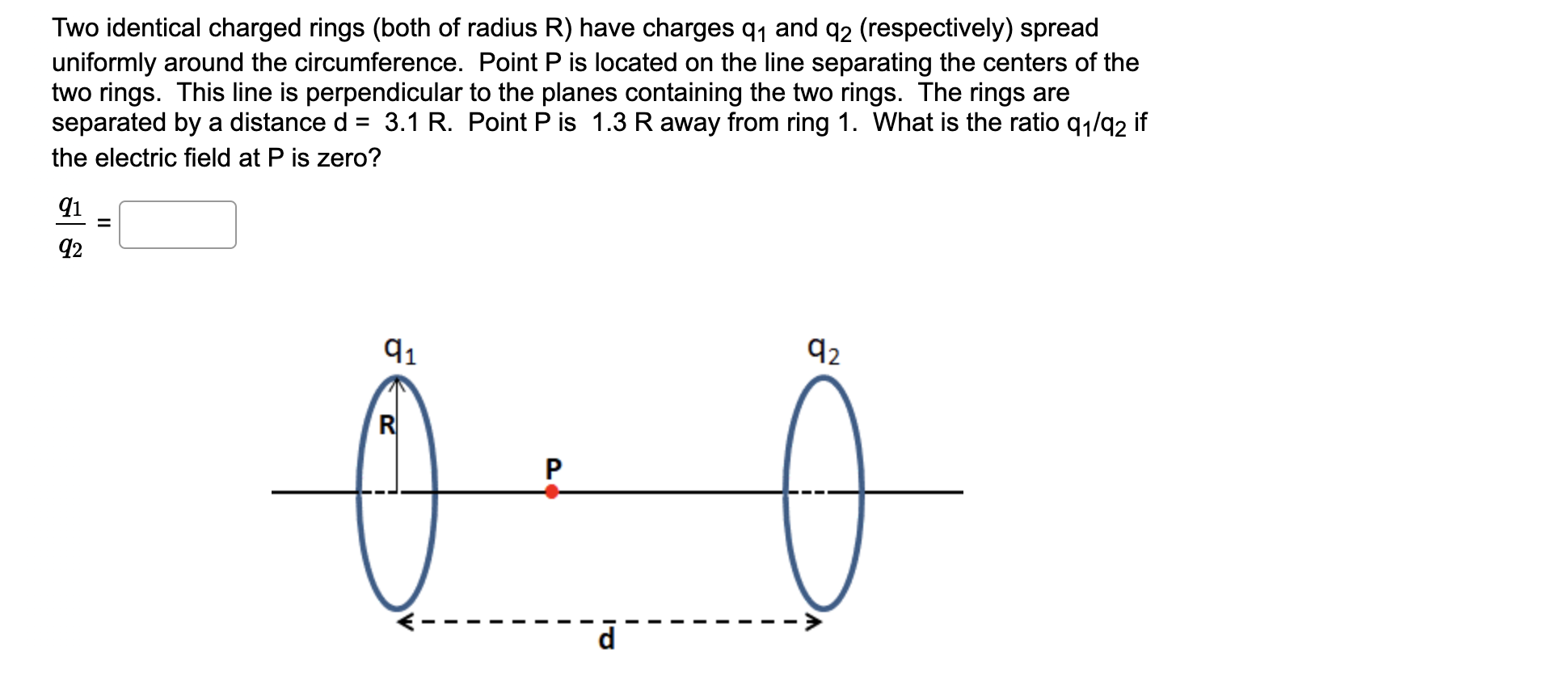 Solved Two identical charged rings (both of radius R ) have | Chegg.com