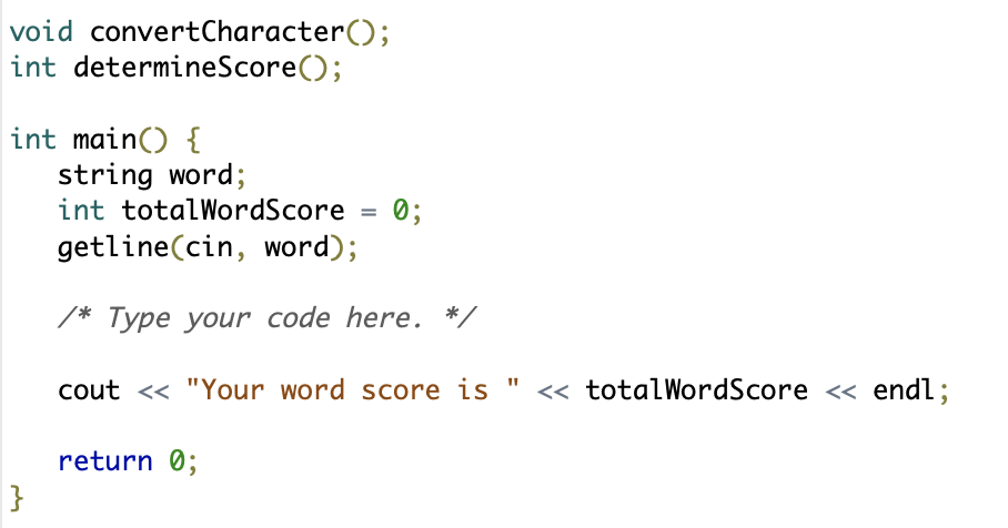 Solved Write a program to calculate a "score" of a word by | Chegg.com