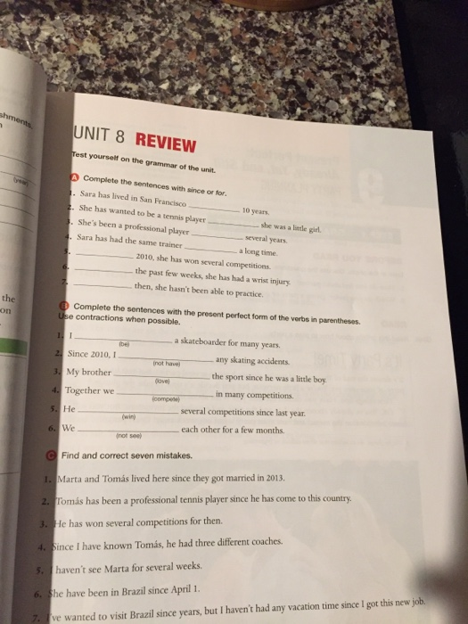 UNIT 8 REVIEW Test yourself on the grammar of the | Chegg.com