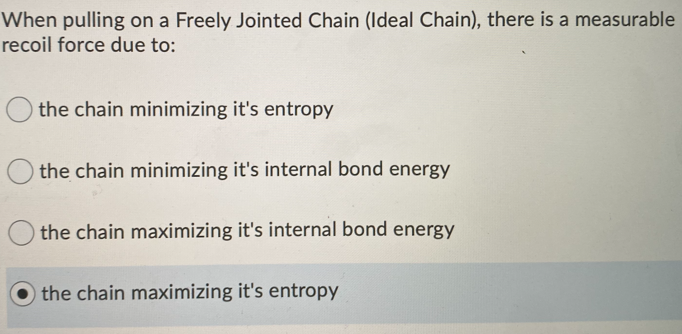 Solved When pulling on a Freely Jointed Chain (Ideal Chain), | Chegg.com