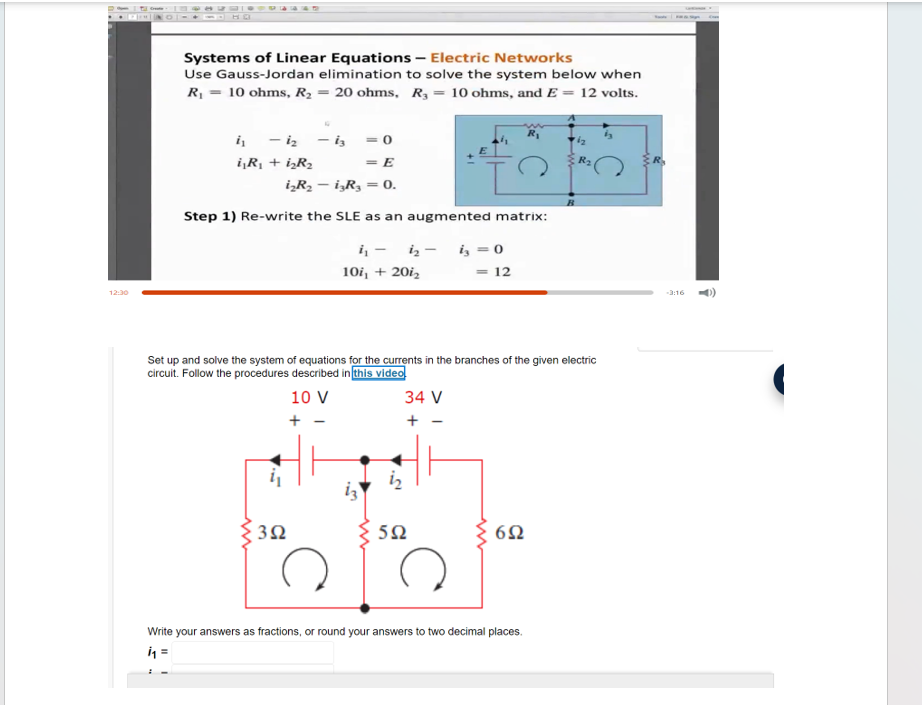 Solved Systems of Linear Equations - Electric Networks Use | Chegg.com