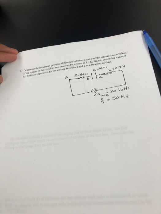 Solved 9. Determine the maximum potential difference between | Chegg.com