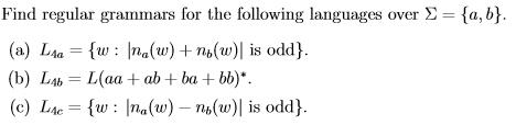 Solved Find regular grammars for the following languages | Chegg.com