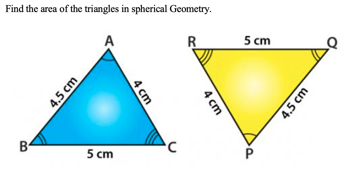 Solved Find the area of the triangles in spherical Geometry. | Chegg.com