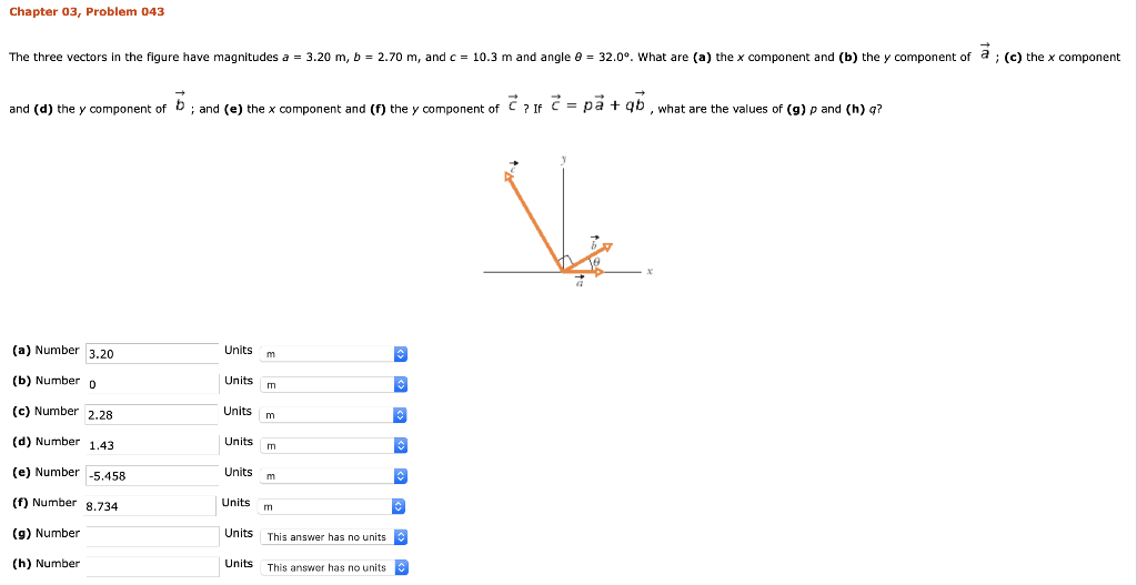 Solved Chapter 03, Problem 043 à The three vectors the | Chegg.com