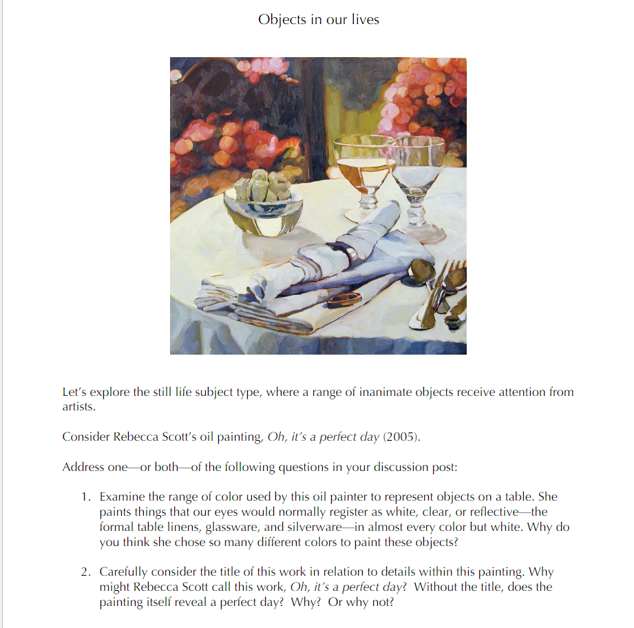 Objects in our lives Let's explore the still life | Chegg.com