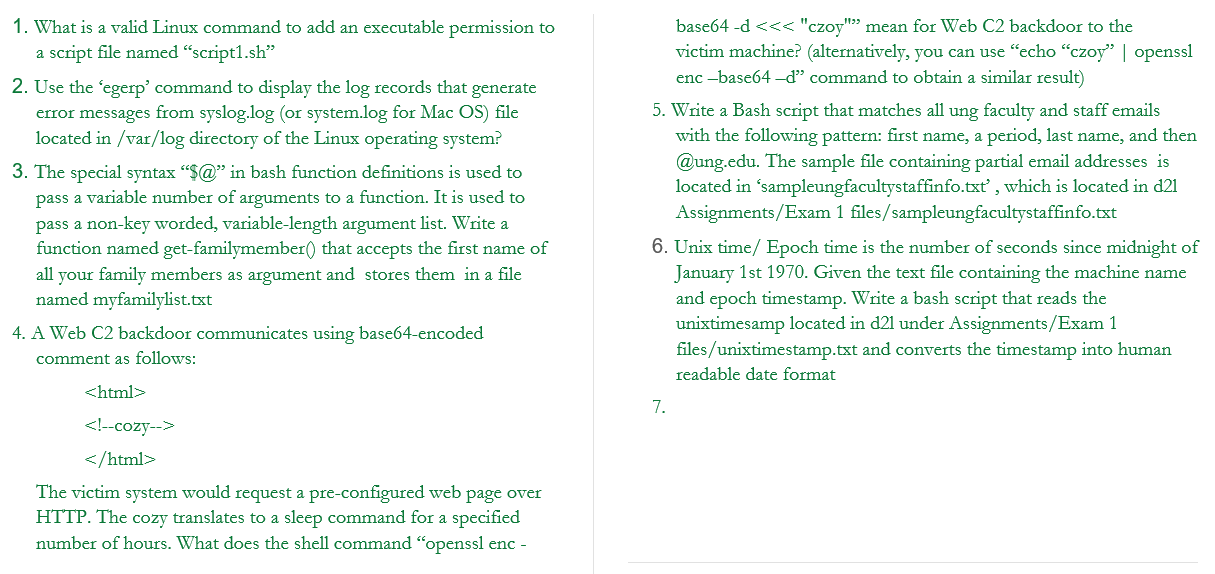 Solved 1 What Is A Valid Linux Command To Add An Executable 7662
