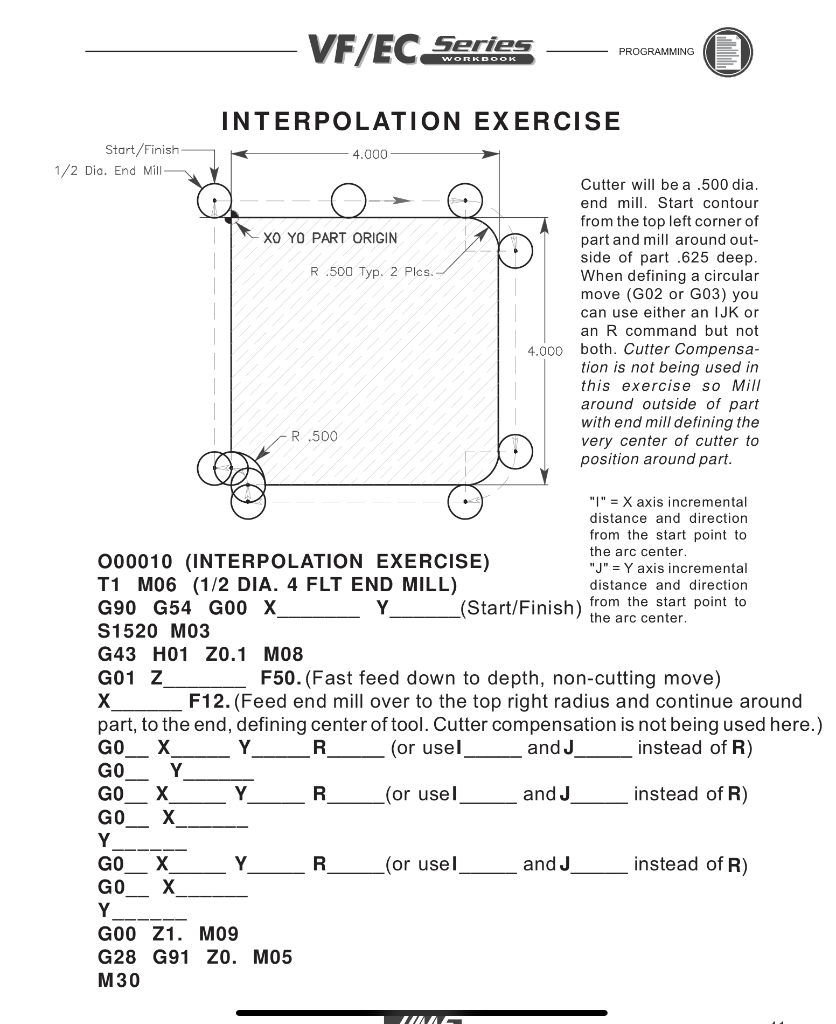 Solved VF/EC Series PROGRAMMING GULA. INTERPOLATION EXERCISE | Chegg.com