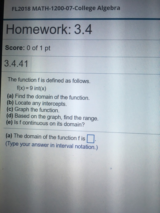 Solved FL2018 MATH-1200-07-College Algebra Homework: 3.4 | Chegg.com