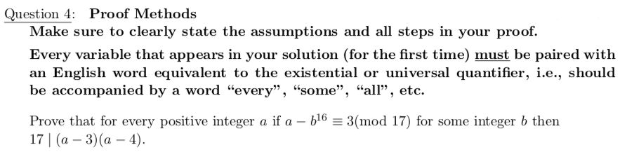 Solved Question 4: Proof Methods Make sure to clearly state | Chegg.com