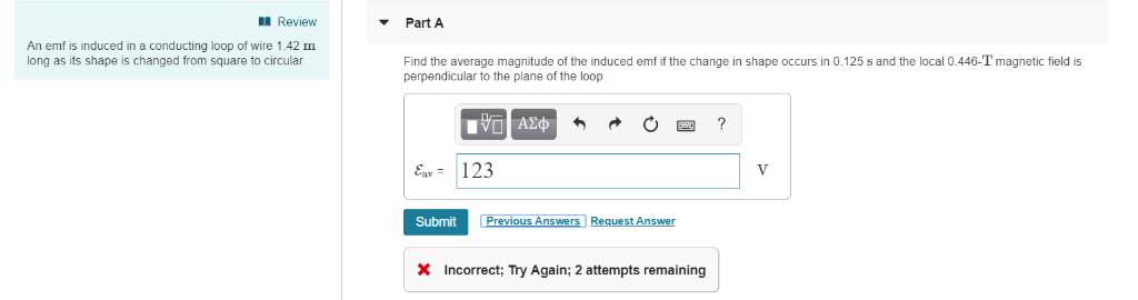 Solved Review Part A An emf is induced in a conducting | Chegg.com
