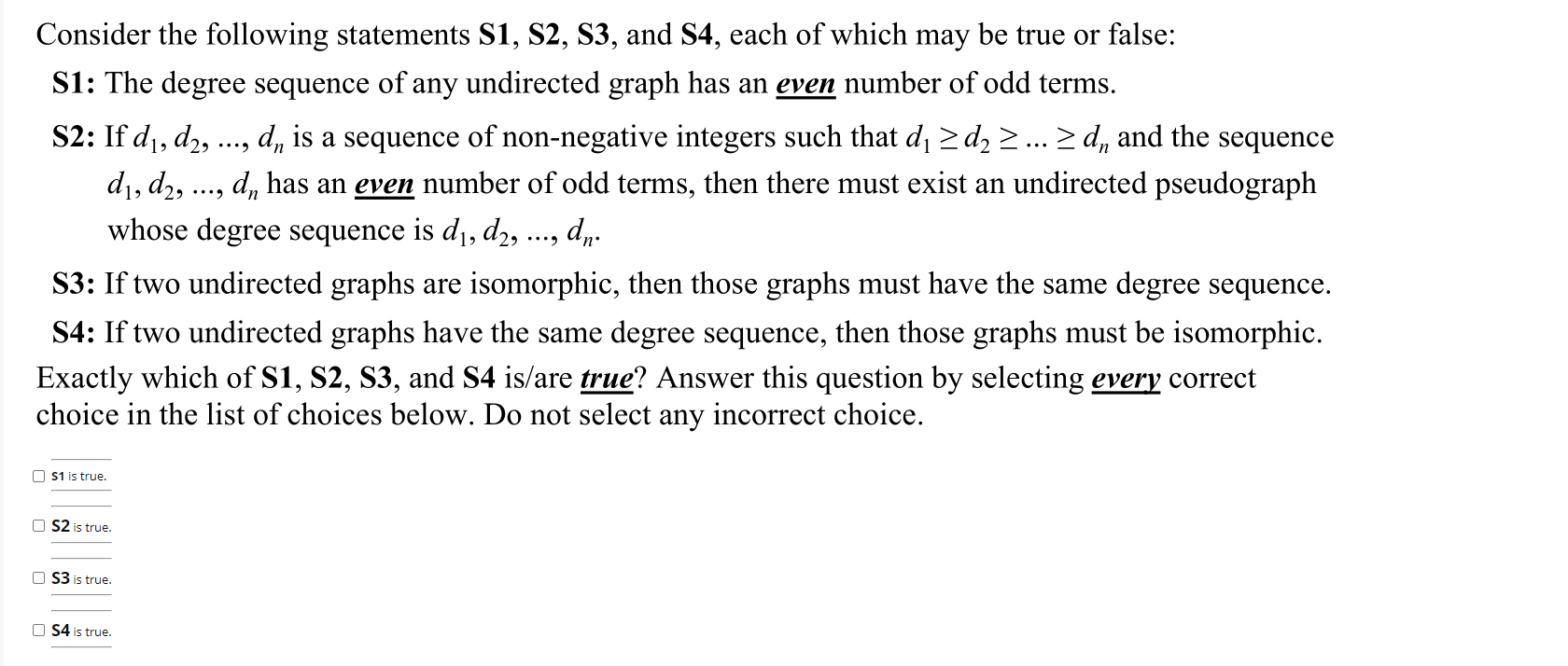 Solved S2: If d1 Consider the following statements S1, S2, | Chegg.com