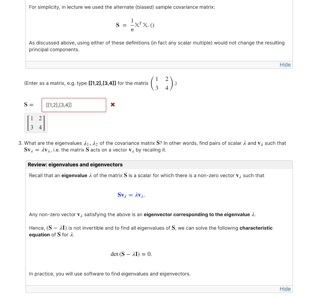 Solved Conceptual Example 1: 2 data points in 2D 1/5 points | Chegg.com